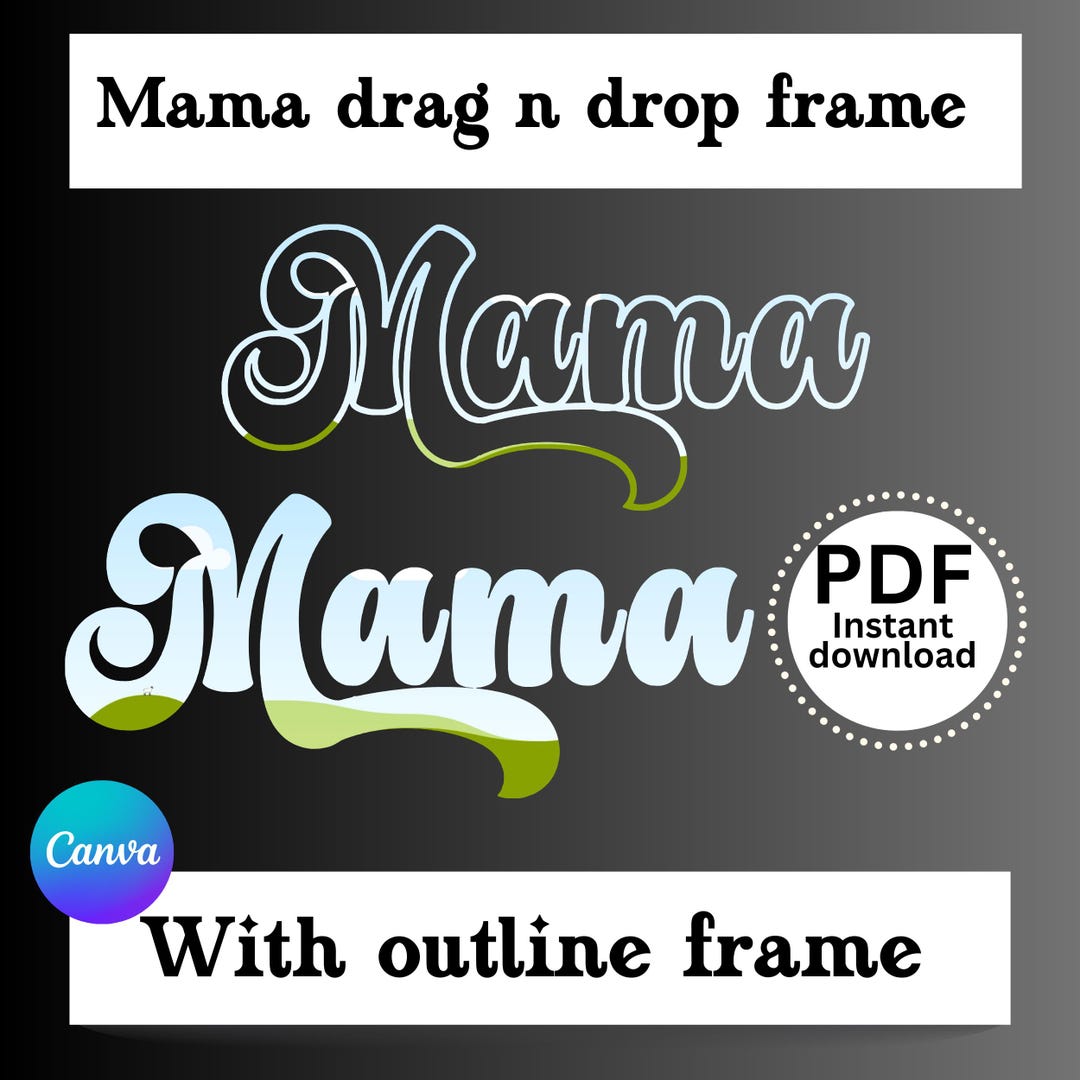 Mama Canva Frame: De Augusta Font, Outline Design (PNG, PDF Digital ...