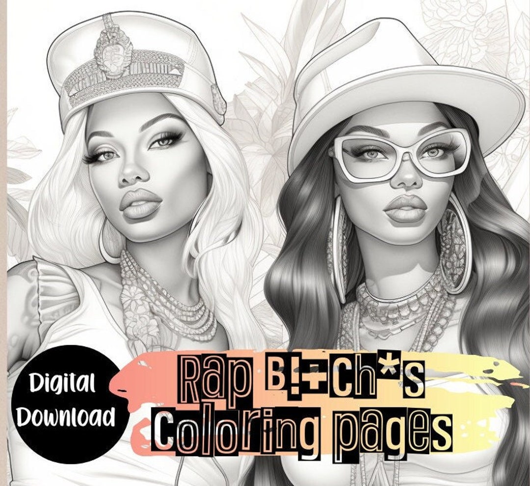Rap Bches Adult Coloring Pages, Female Heroines, Colorful Queens ...