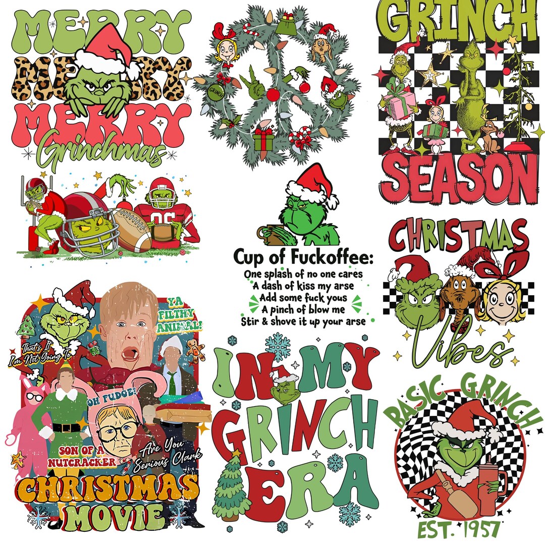 Grinch Themed Christmas Clipart Png Digital Download 100 High ...