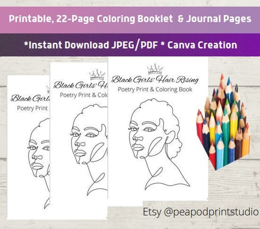 22-page Printable Coloring Booklet and Journal Pages, Instant Download ...