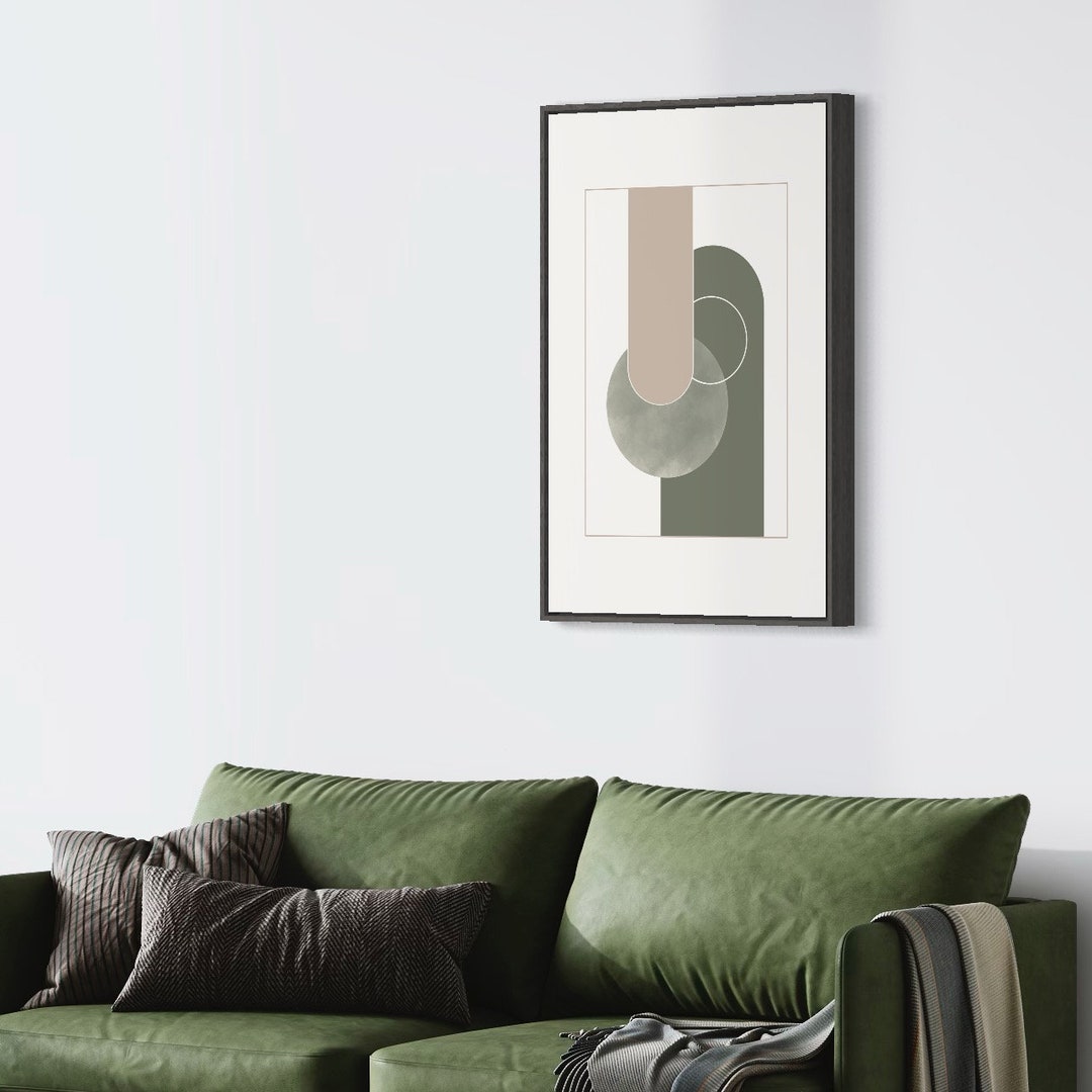 Abstract, Mid Century Modern Printable Wall Art, Green and Beige ...