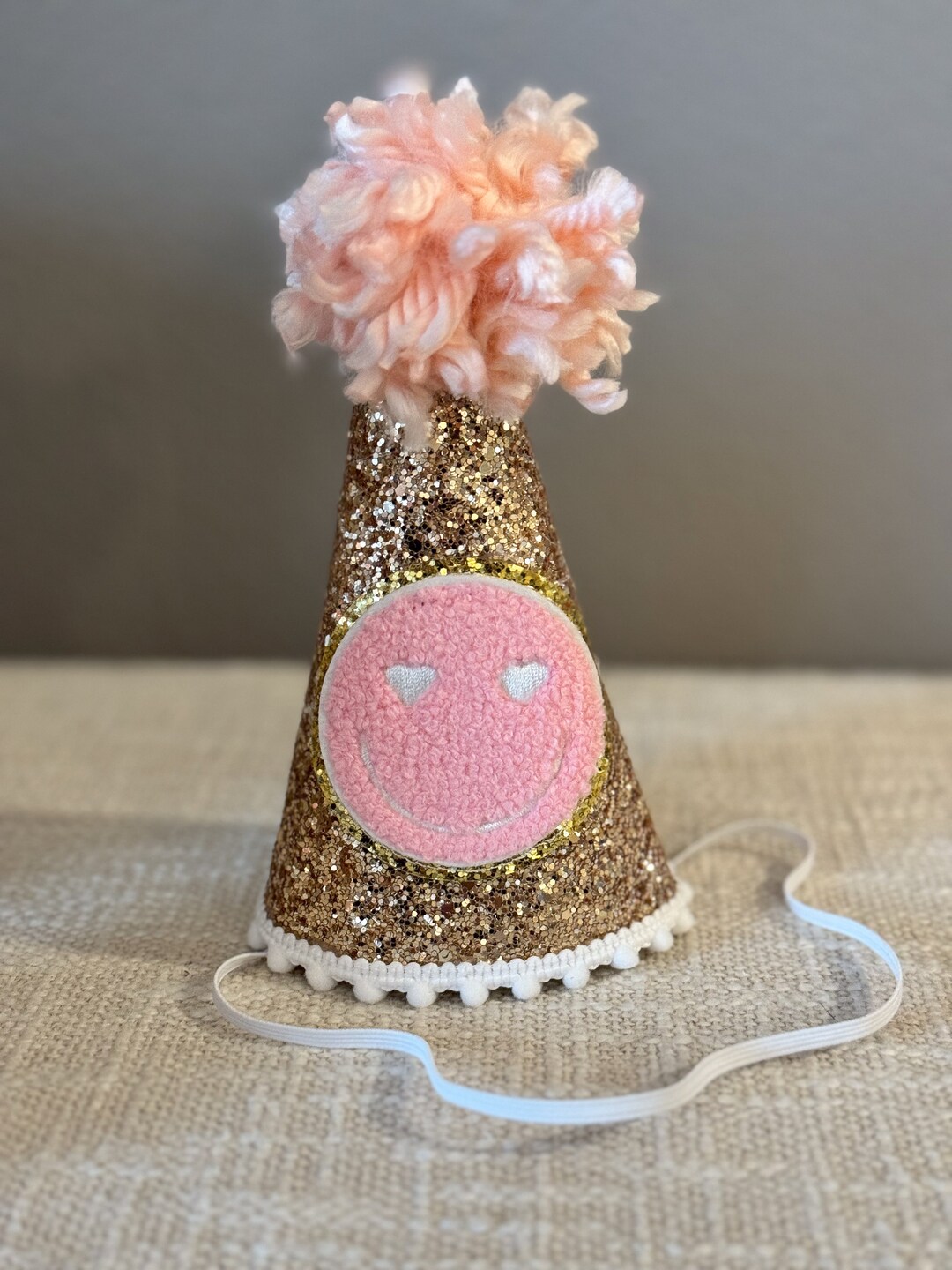 Groovy Birthday Party Hat, Smiley Face Party Hat, Happy Face Pink ...
