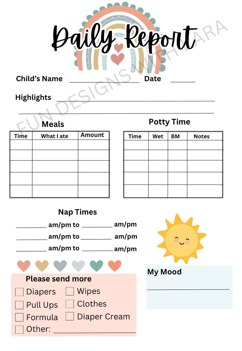 Daycare Form Bundle | Printable Forms for Daycare, School, Preschool ...