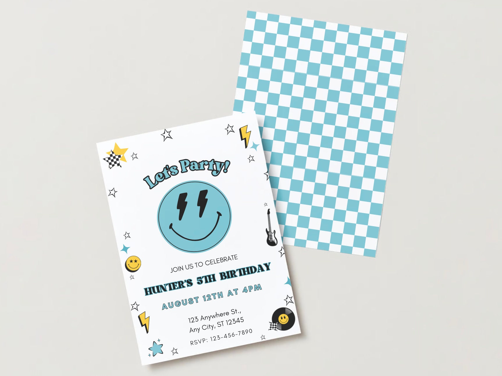 Smiley Face Invitation, Boys Retro Theme Birthday Party, Birthday ...