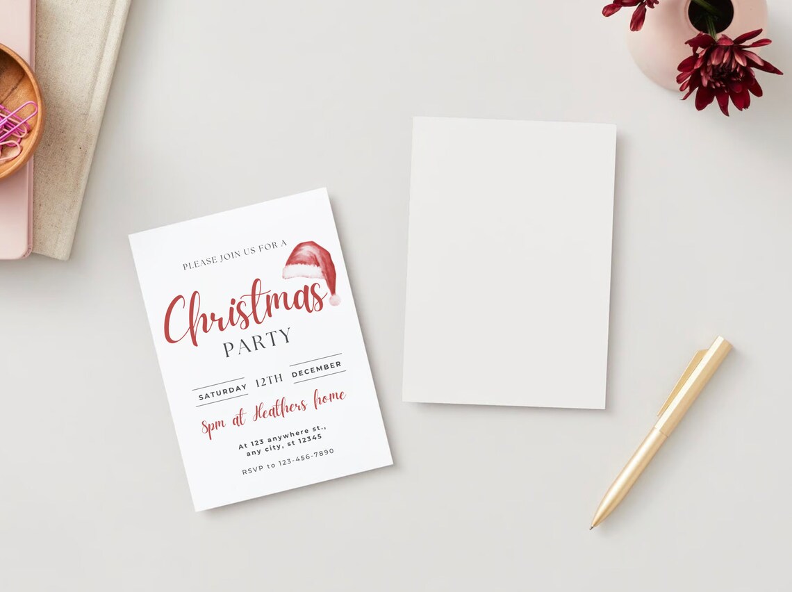 Christmas Party Invitation, Family and Friends Gathering Celebration ...