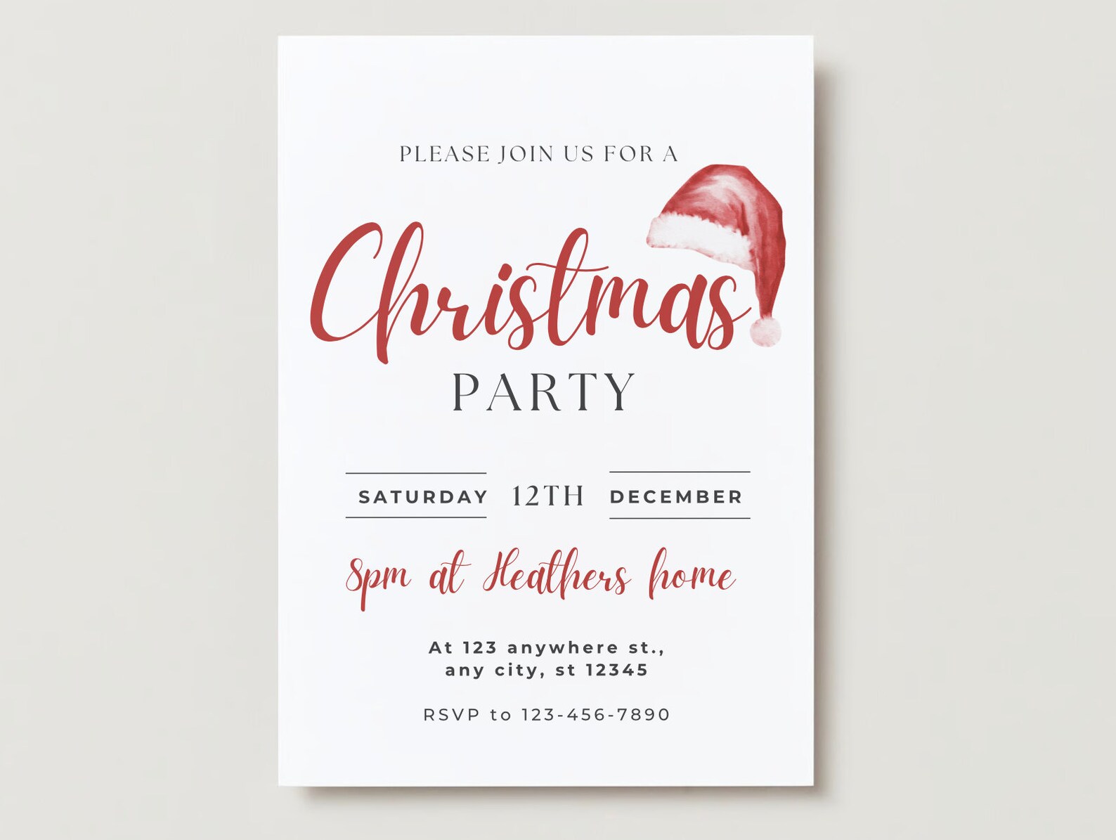 Christmas Party Invitation, Family and Friends Gathering Celebration ...