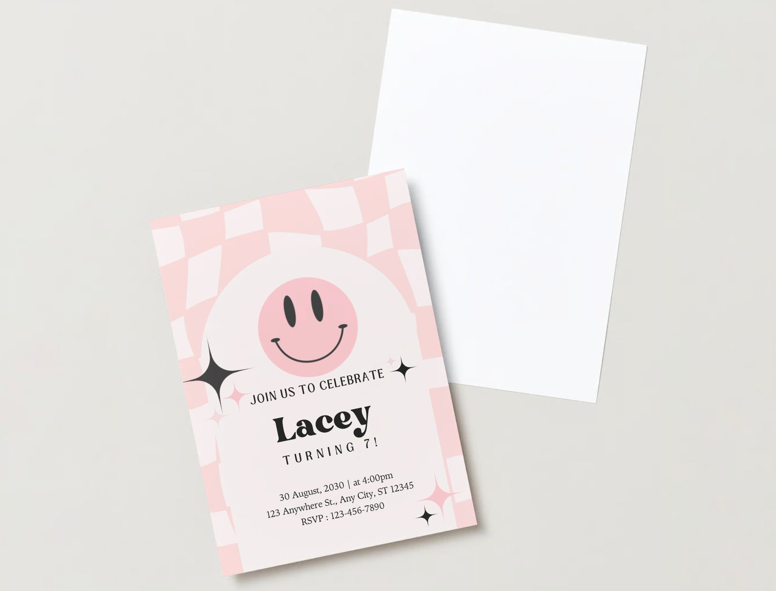 Editable Smiley Face Birthday Invitation, Smiley Face Invite, Retro ...