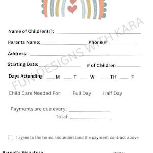 Daycare Form Bundle | Printable Forms for Daycare, School, Preschool ...
