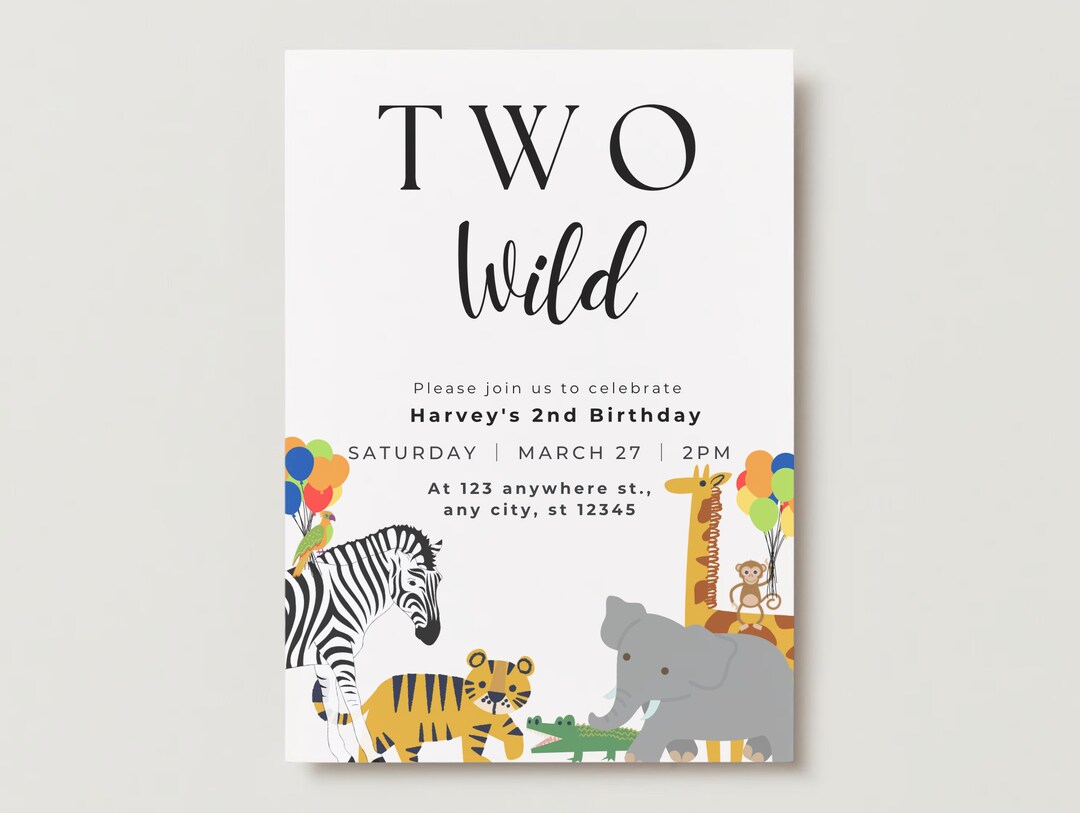 Two Wild Birthday Invitation, Second Birthday Invitation ,two Wild ...