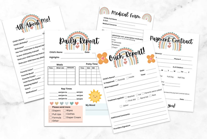 Daycare Form Bundle | Printable Forms for Daycare, School, Preschool ...