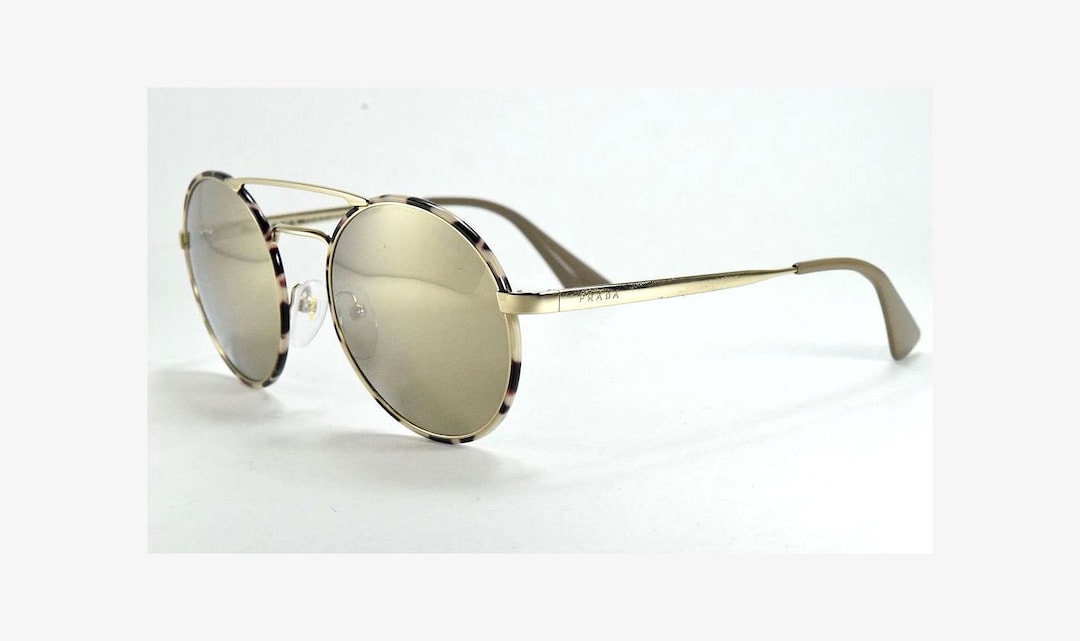 PRADA Round Sunglasses SPR 51s Uao-1c0 Gold Tortoise/gold - Etsy