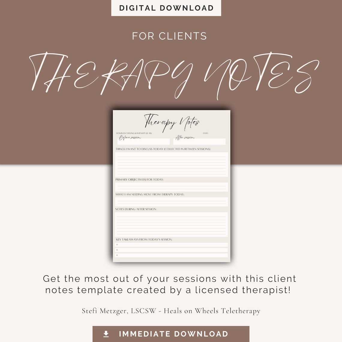 Therapy Session Notes Template for Clients by Licensed Therapist - Etsy