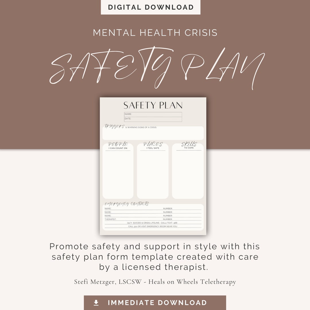 Mental Health Crisis Safety Plan, Therapists, School Counselors ...