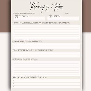 Therapy Session Notes Template for Clients by Licensed Therapist - Etsy