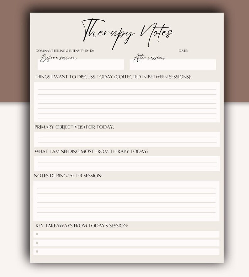Therapy Session Notes Template for Clients by Licensed Therapist - Etsy