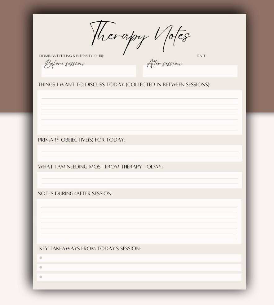 Therapy Session Notes Template for Clients by Licensed Therapist - Etsy