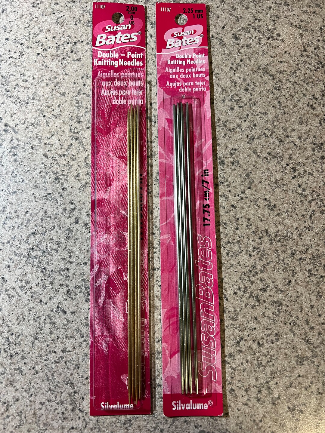 Set of 2 Vintage Susan Bates 7" Silvalume Double Pointed Knitting ...