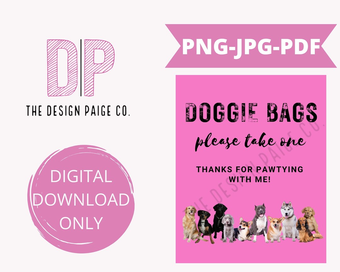 Doggie Bags Puppy Party Sign, Puppy Pawty Signs, Birthday Decor, Puppy ...