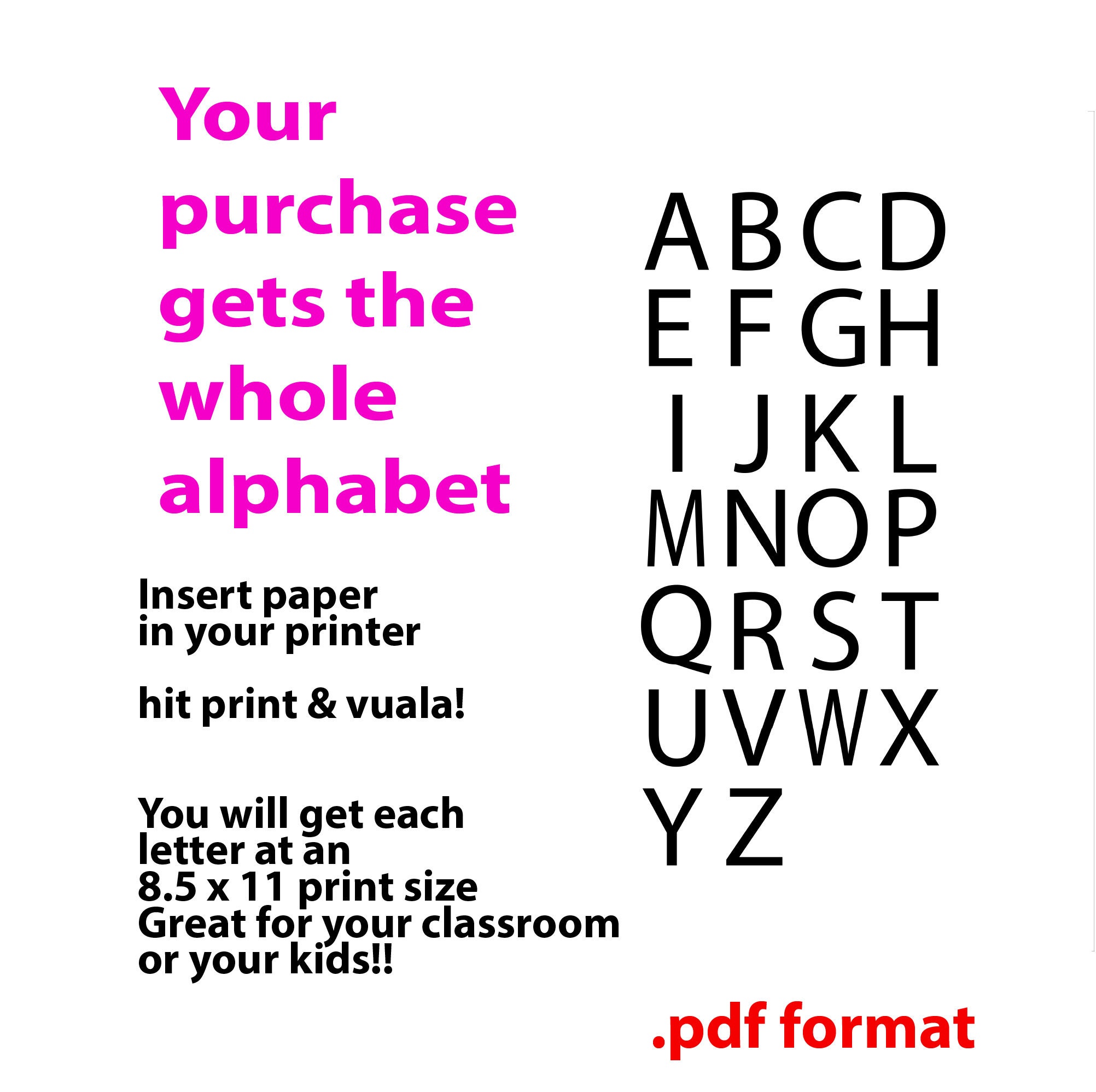 Easy Printable 8.5 X 11 Alphabet Letters - Etsy