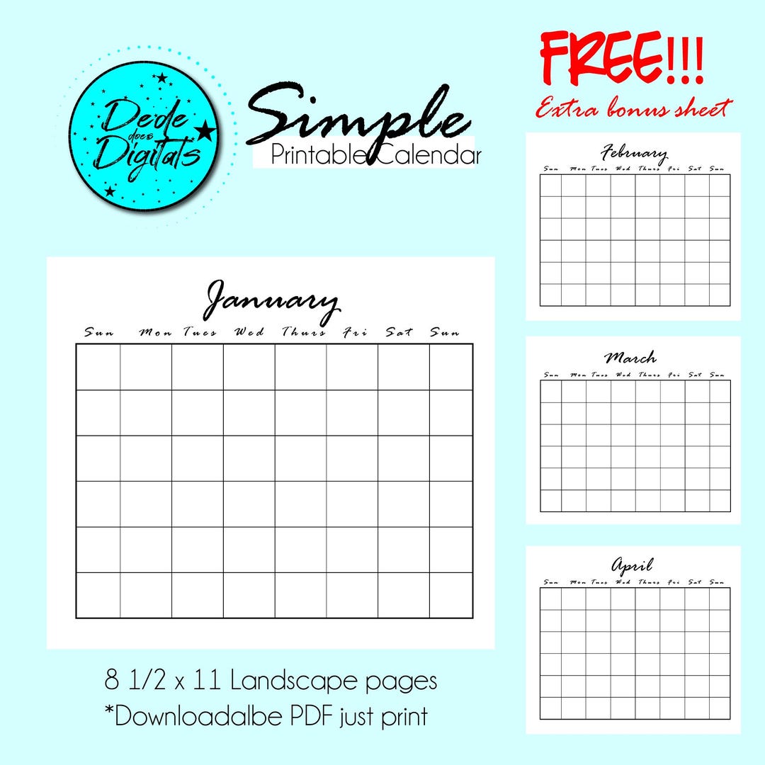 Printable Calendars With No Dates or Numbers - Etsy