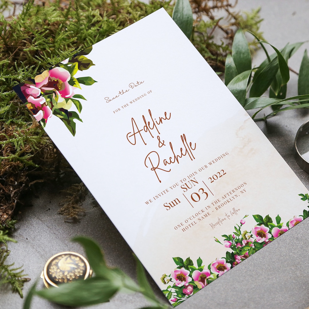 Editable Canva Wedding Invitation, Wedding Invitation, Wedding ...
