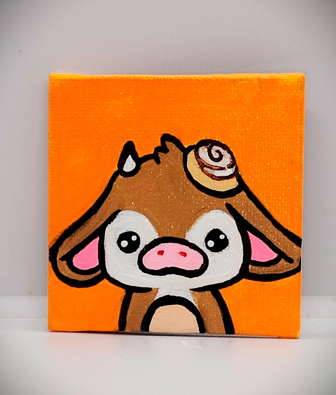 Kawaii Cinnamon Cow (mini Magnet Painting) - Etsy