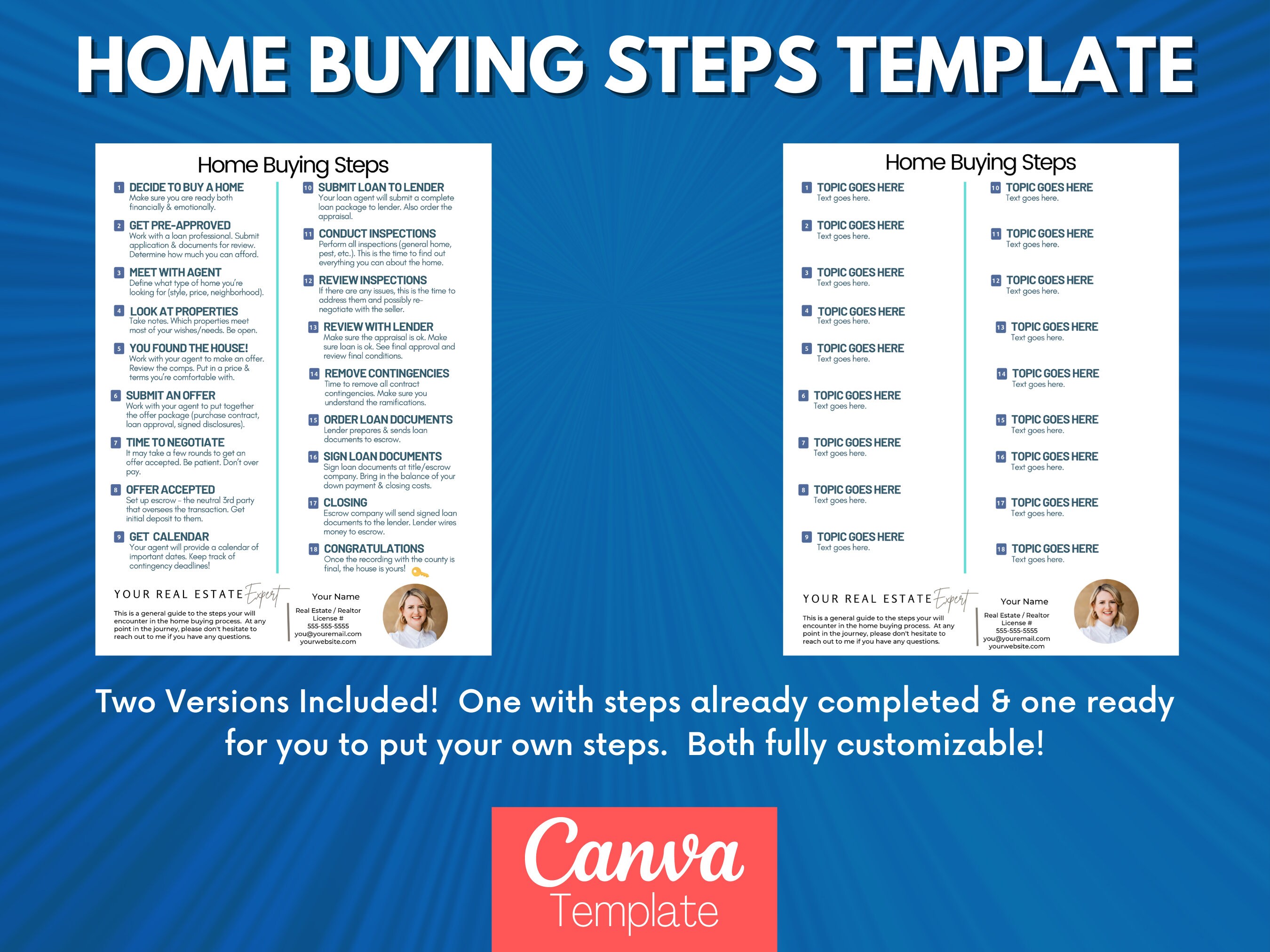 Home Buying Steps / Timeline Template for Buyers - Etsy