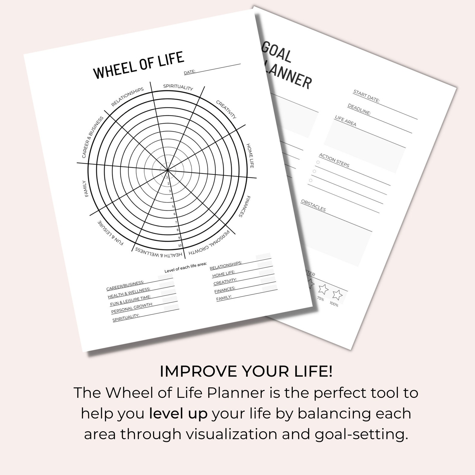 Wheel of Life Printable Planner | Wheel of Balance | Life Circle ...
