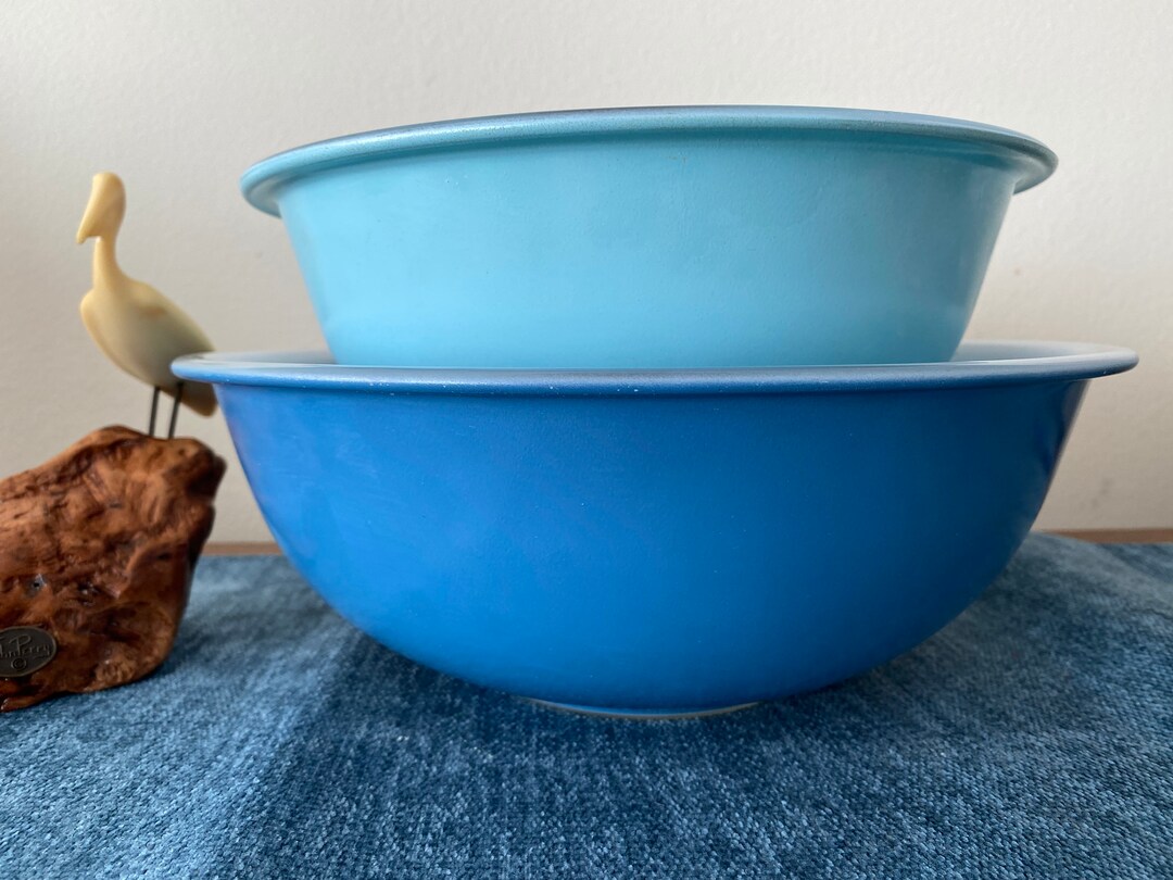 Pyrex Clear Bottom Blue Nesting Bowl Set - Etsy
