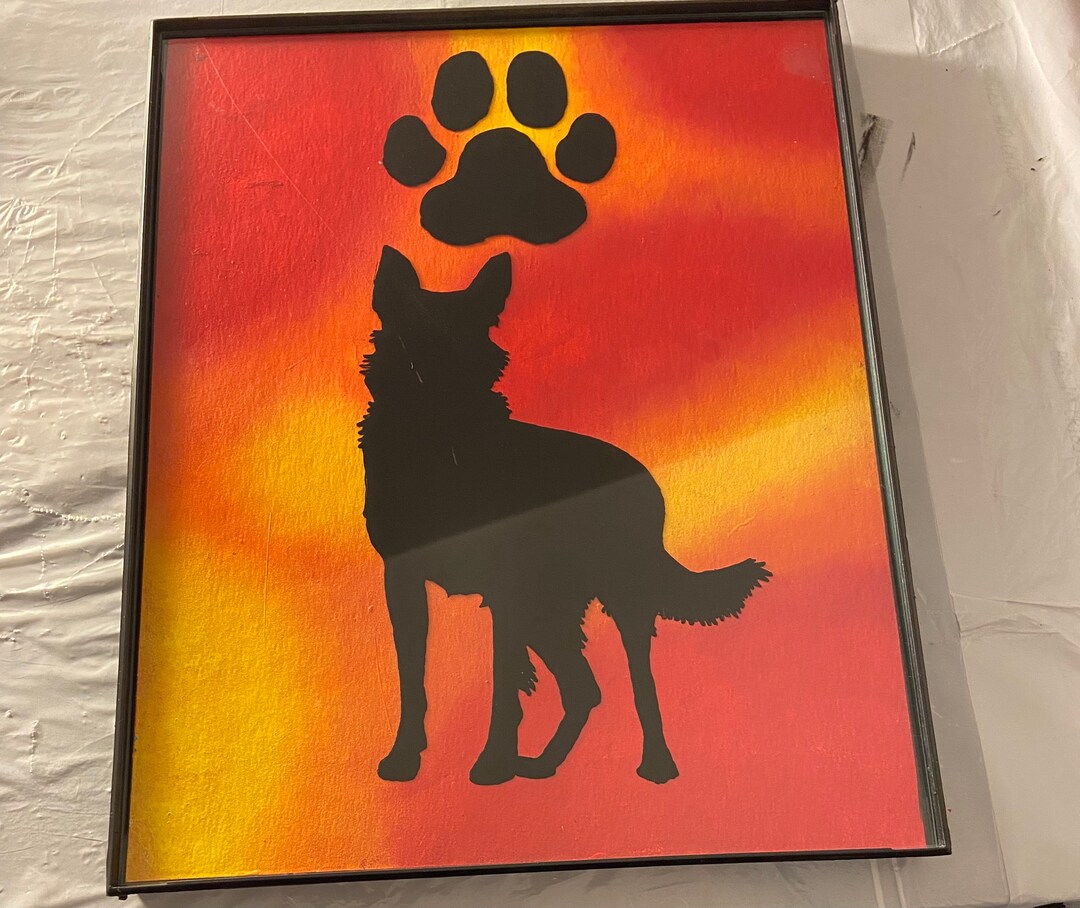 Handmade German Sheppard Shadow Painting Custom Background - Etsy