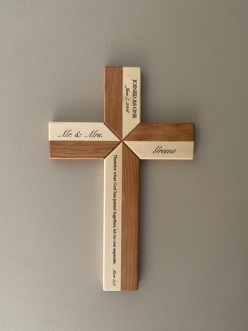 Engraved Wedding Cross - Maple and Cherry - Etsy