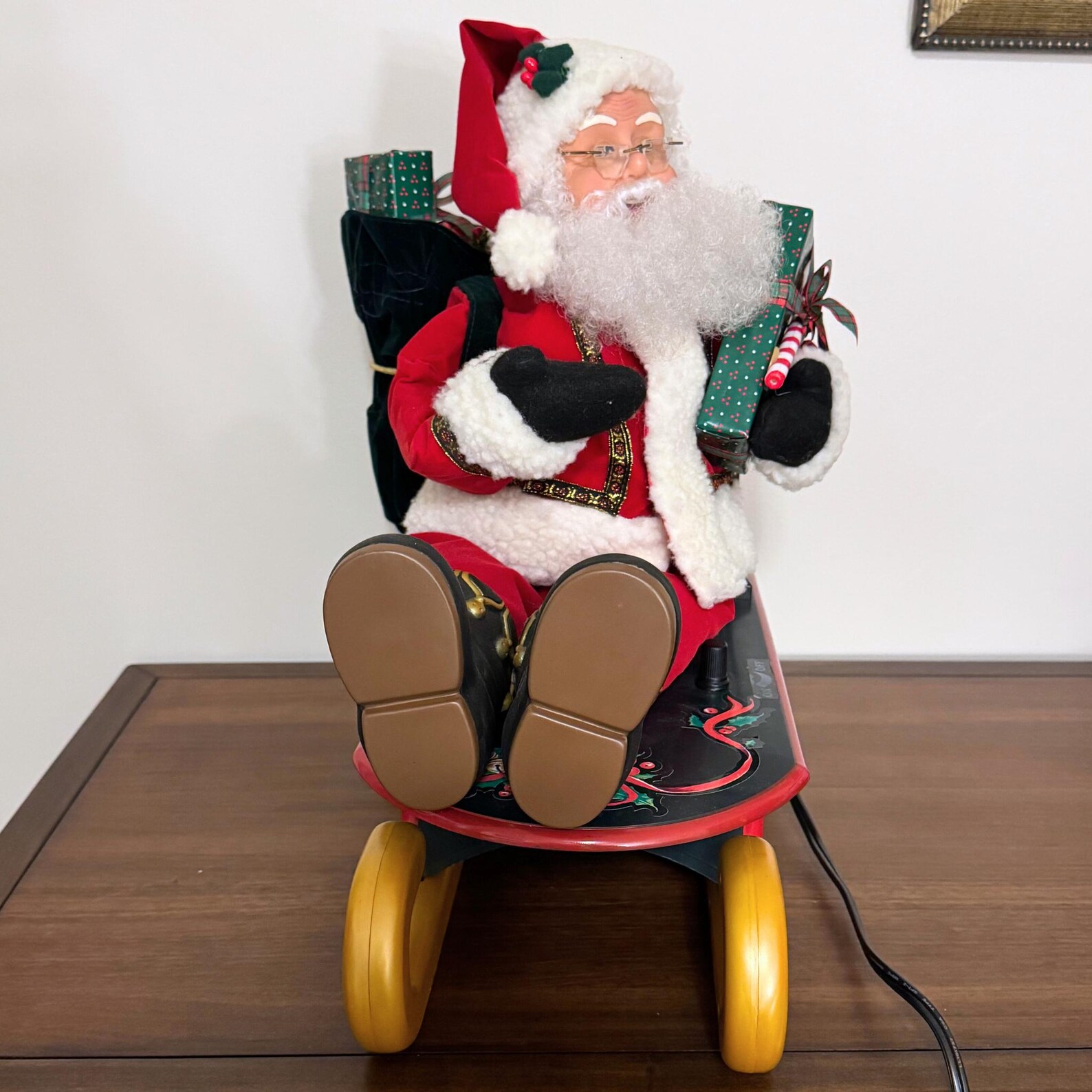 Vintage Santa on Sled With A Lantern Animated Christmas Decor Holiday ...