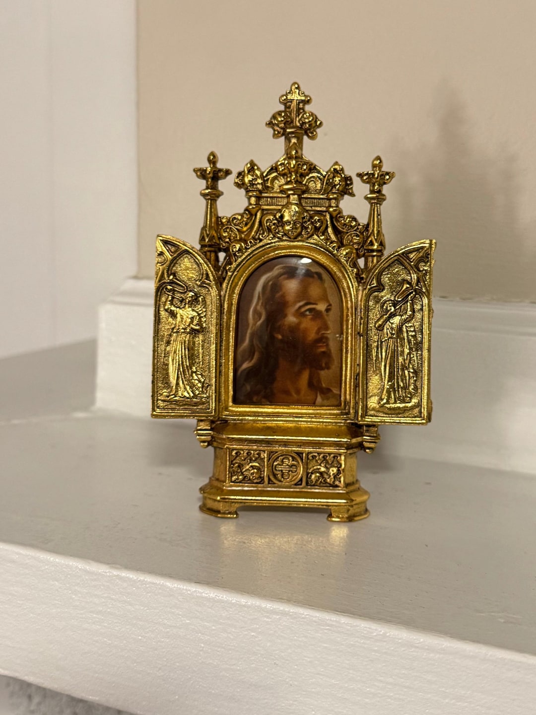 Vintage Jesus Traveling-table Triptych Religious Metal Relive Mini ...