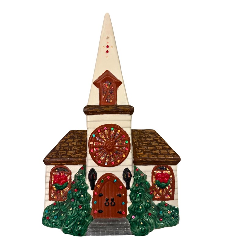 Lighted Ceramic Church - Etsy