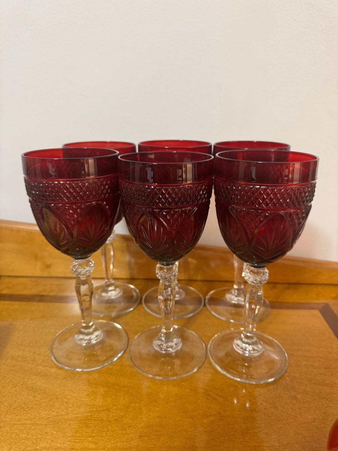 Vintage Ruby Crystal D'arques-durand Wine Goblets Set of 6 - Etsy
