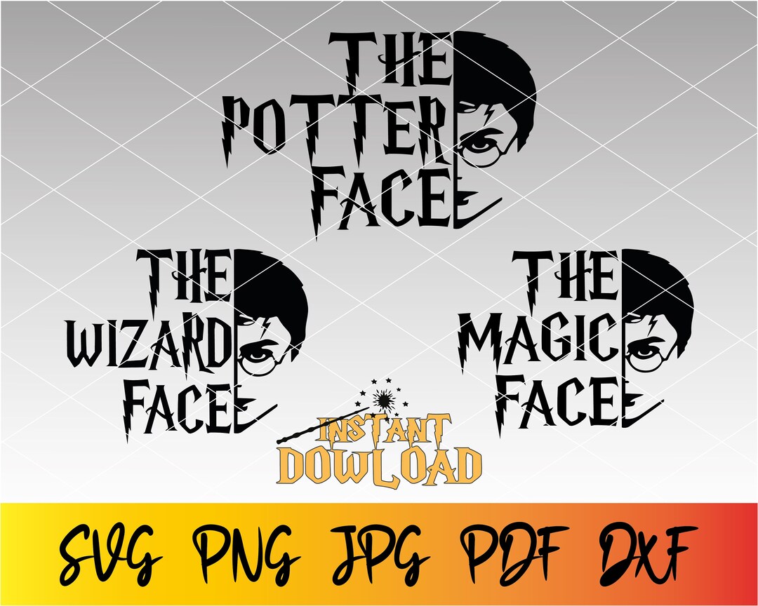 The Potter Face SVG, the Wizard Face Svg, the Magic Face Svg, Instatnt ...