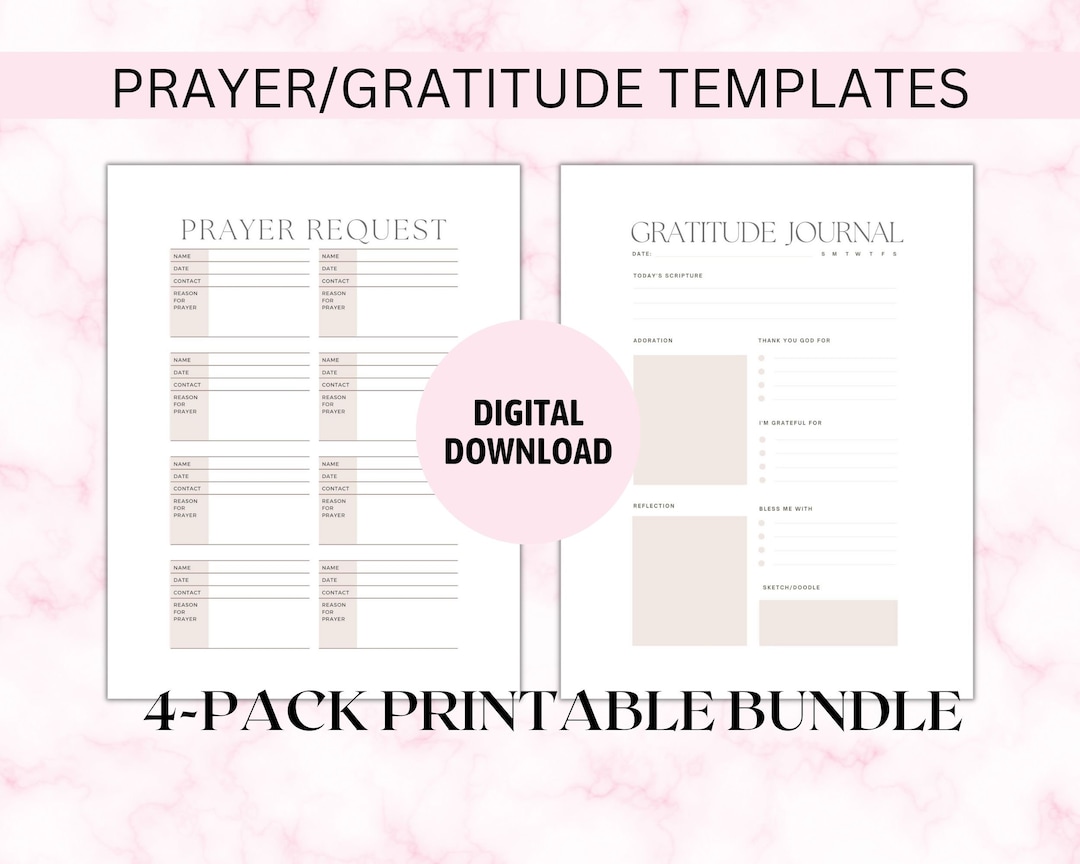Gratitude Journal Template, Prayer Journal Template, Christian Prayer ...