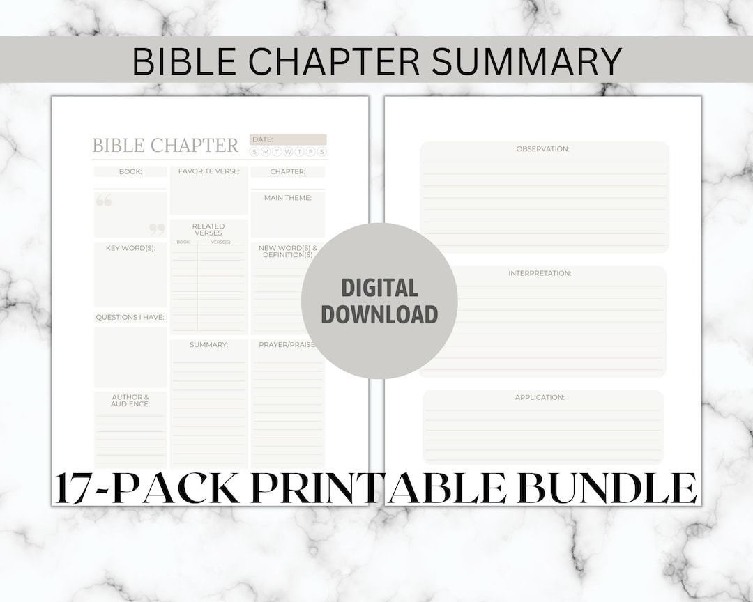 8.5x11 Bible Chapter Summary Template Planner/journal, 12 Undated ...