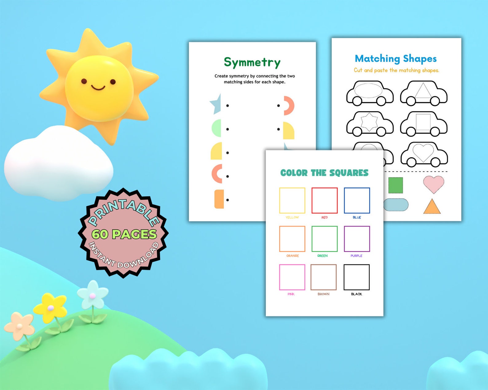 Preschool Learning Bundle | Shapes, Colors, Counting (printable ...