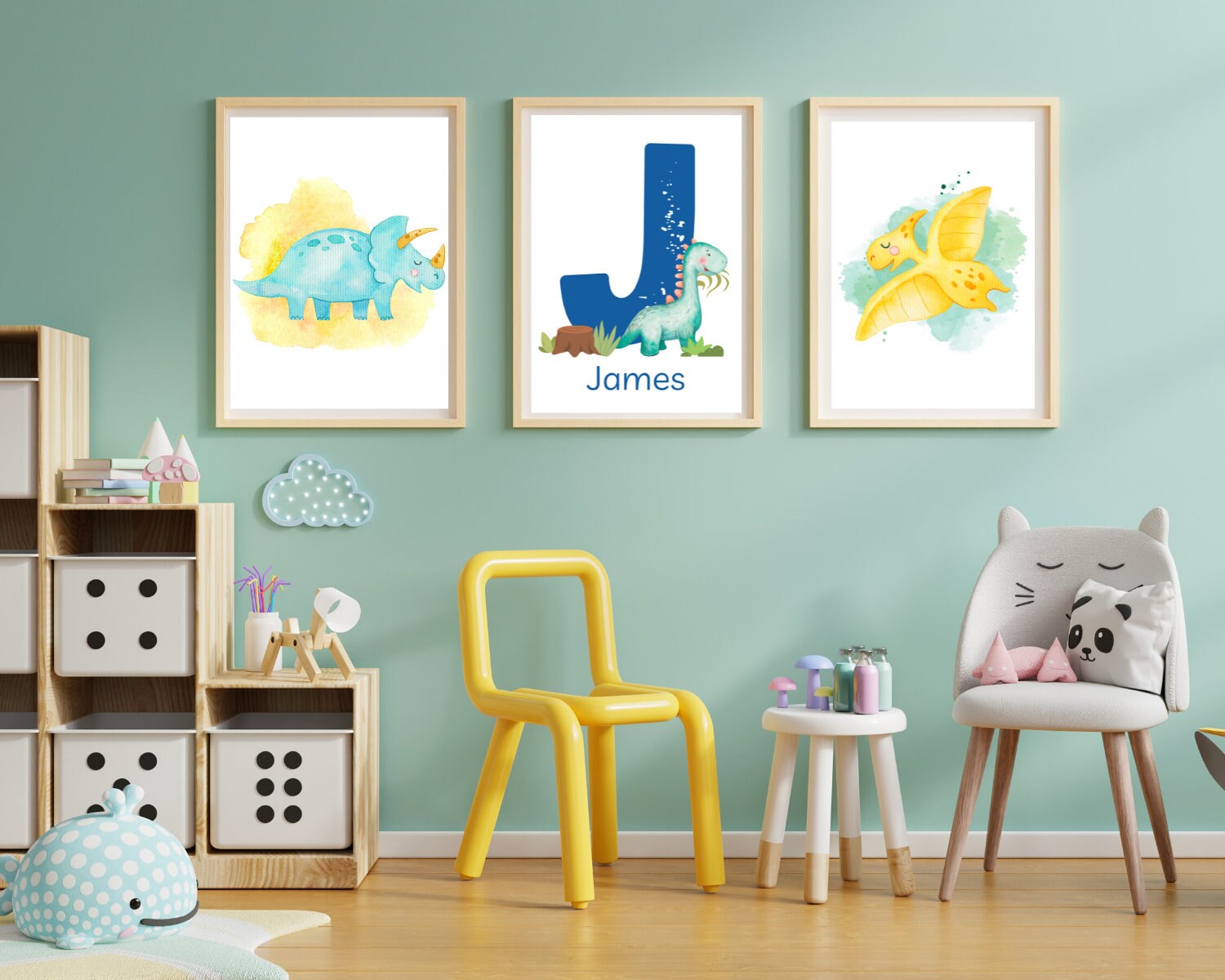 3 Custom Printable Dinosaur Wall Art Digital Wall Art Set for Kids ...