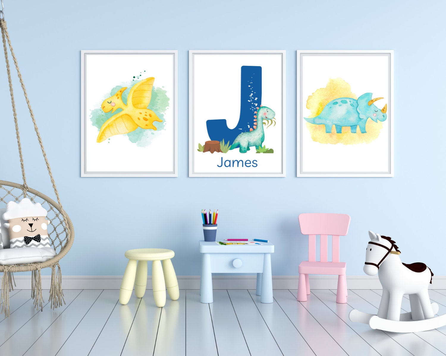 3 Custom Printable Dinosaur Wall Art Digital Wall Art Set for Kids ...