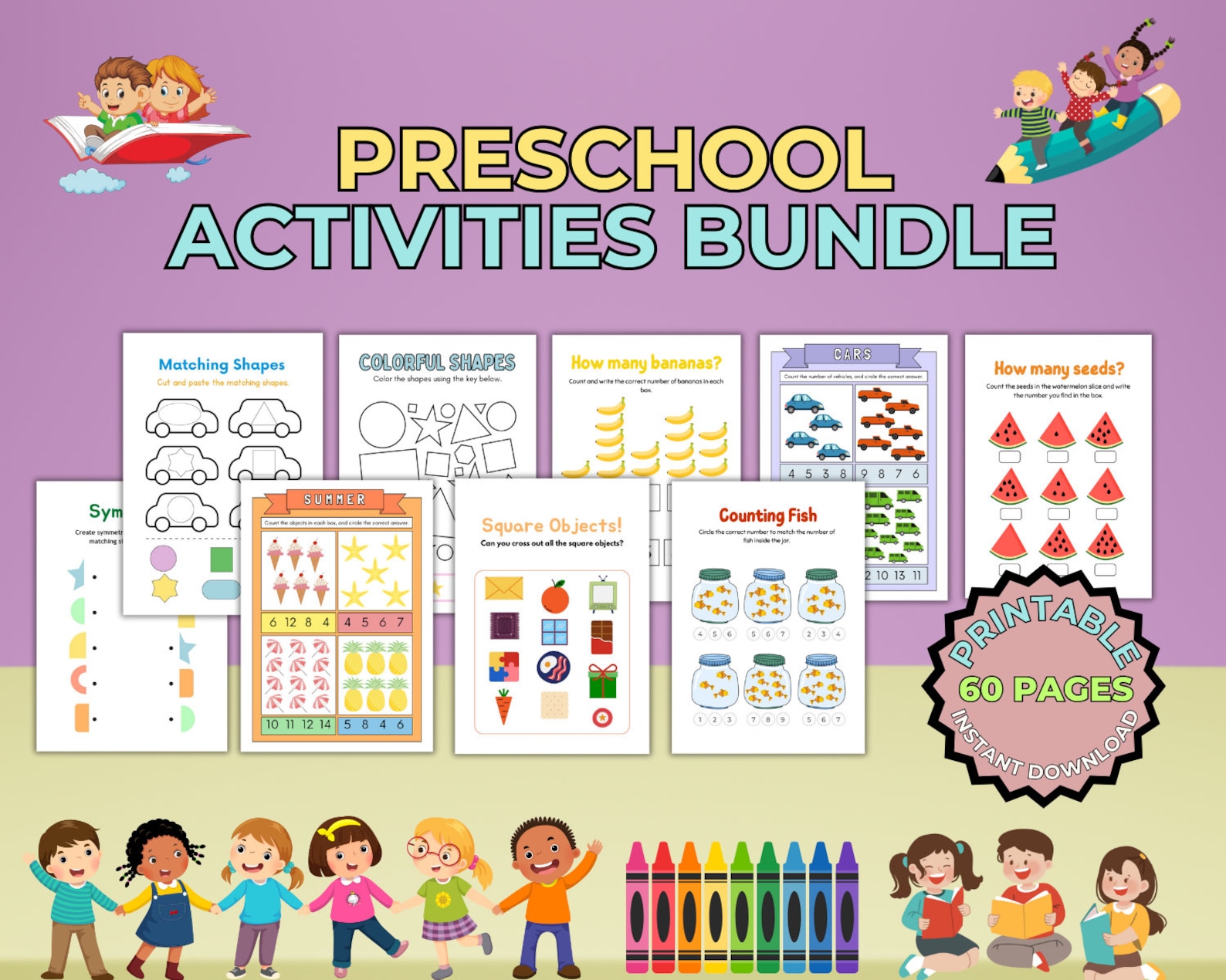 Preschool Learning Bundle | Shapes, Colors, Tracing, and Counting ...