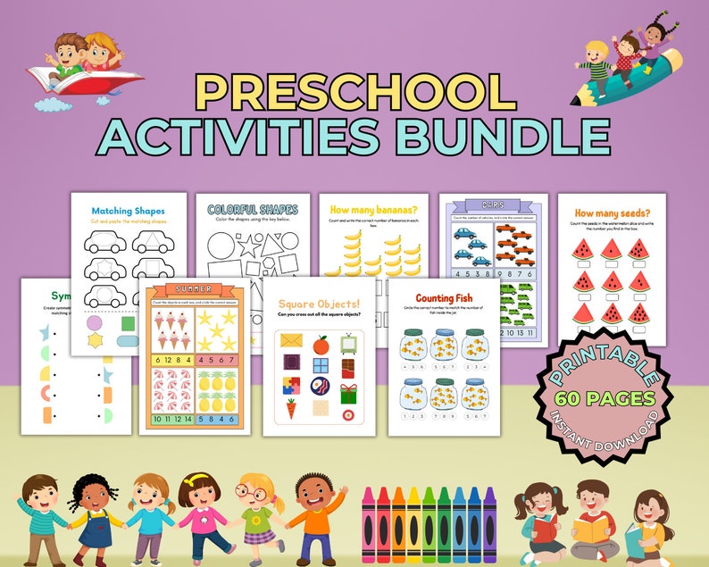 Preschool Learning Bundle | Shapes, Colors, Tracing, and Counting ...
