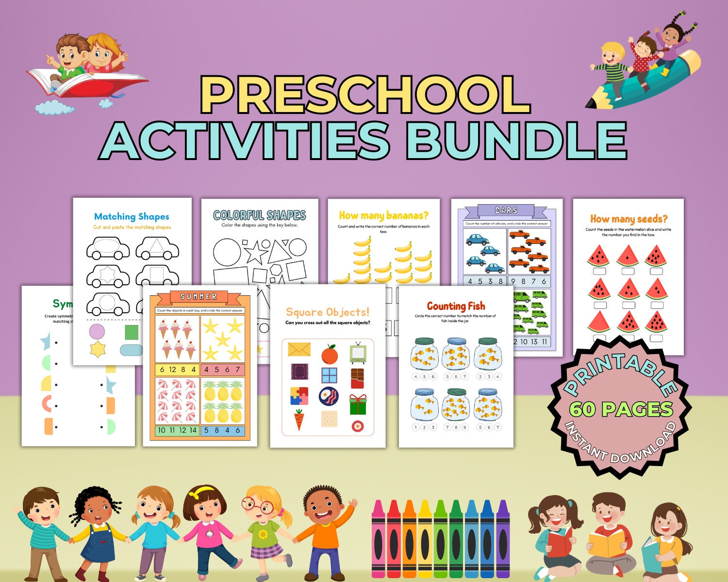 Preschool Learning Bundle | Shapes, Colors, Tracing, and Counting ...