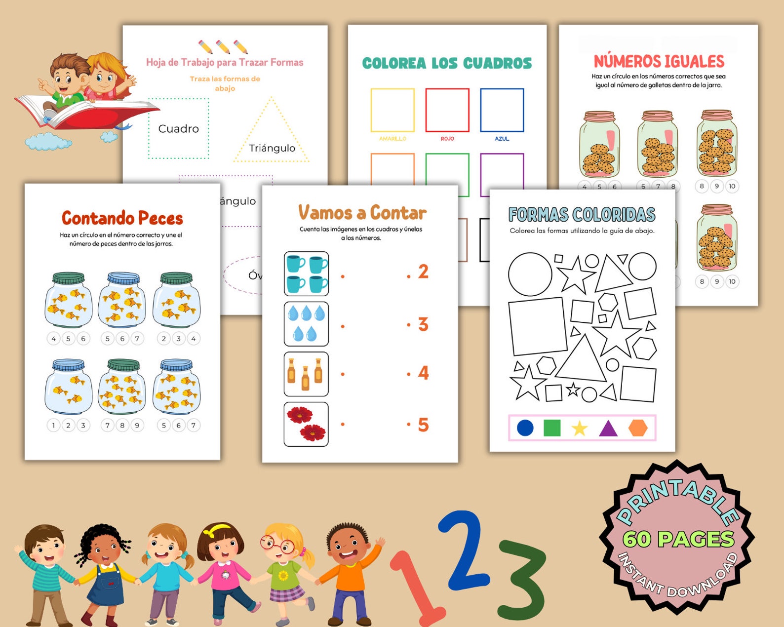 Preschool Learning Pack | Shapes, Colors, Counting (printable) - Etsy