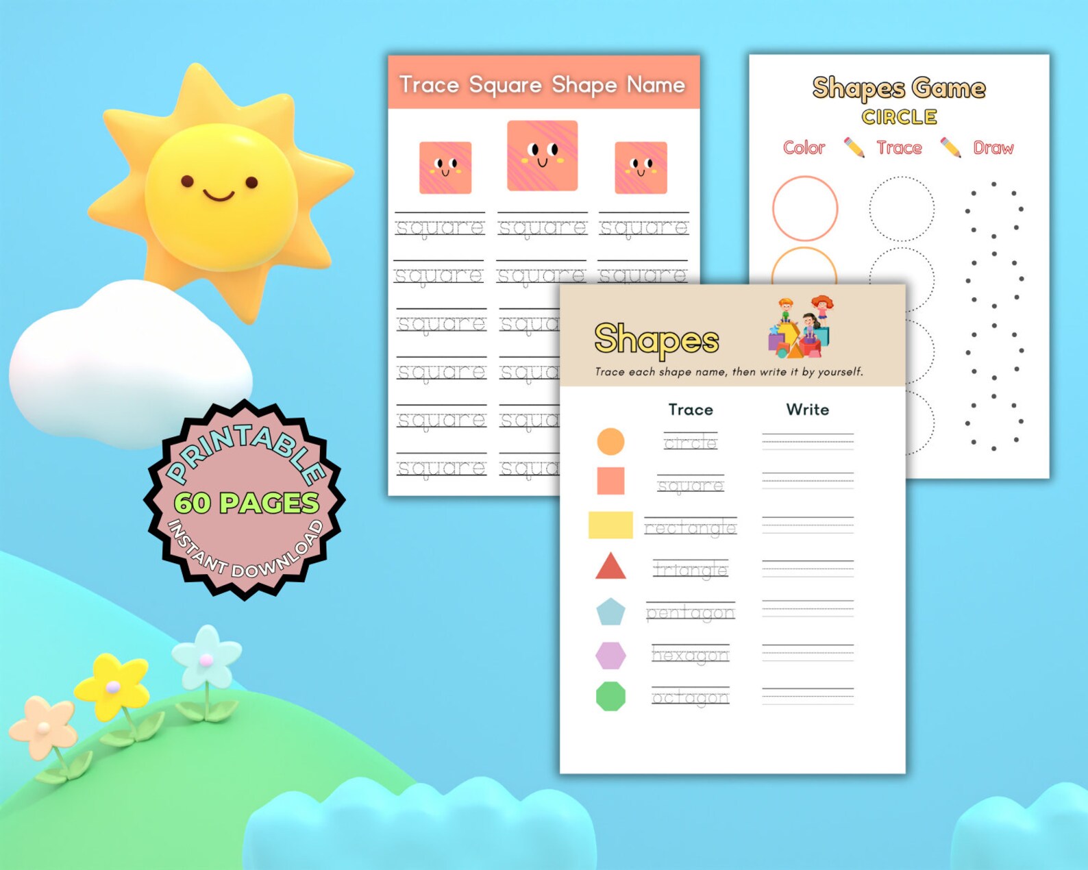 Preschool Learning Bundle | Shapes, Colors, Counting (printable ...