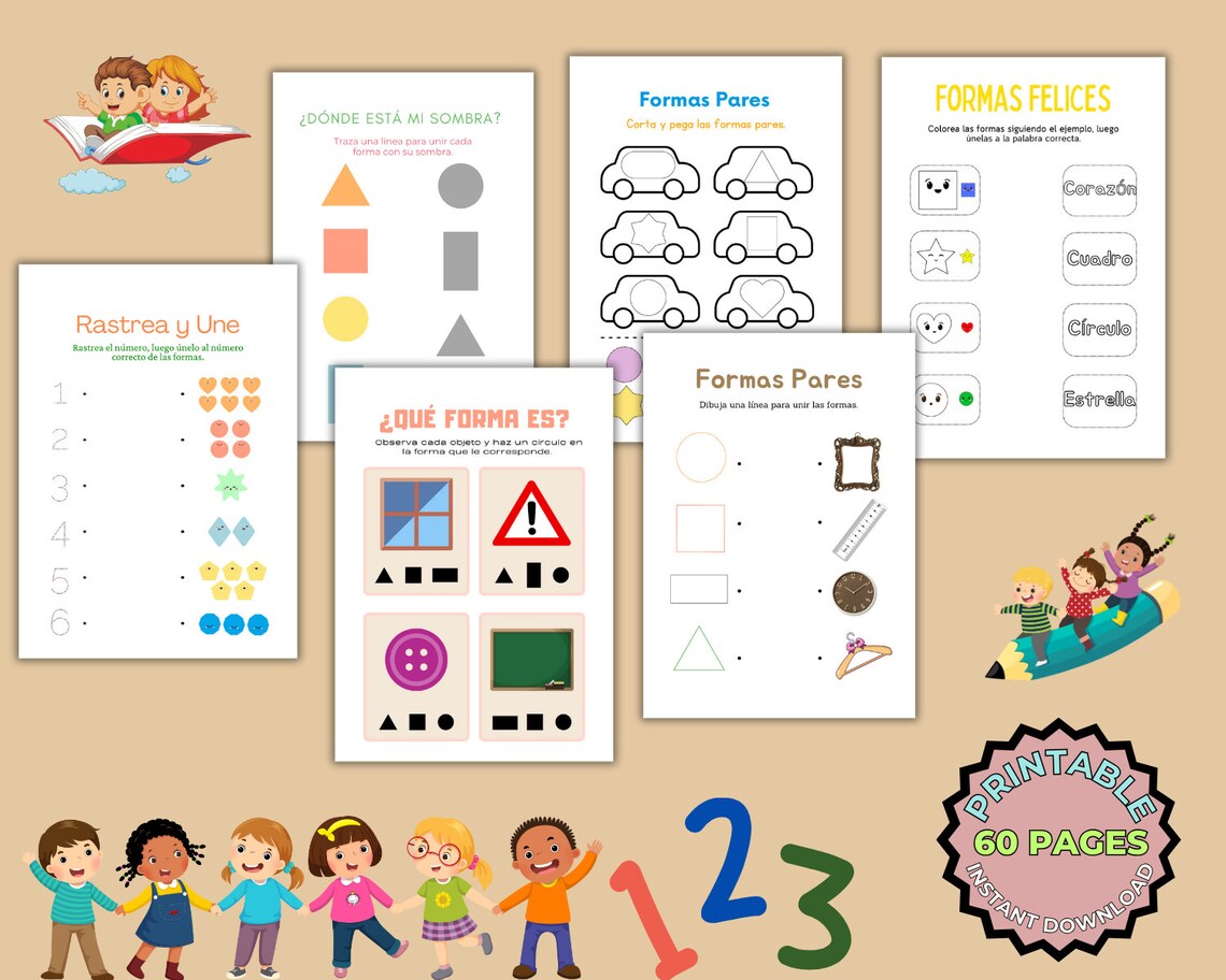 Preschool Learning Pack | Shapes, Colors, Counting (printable) - Etsy