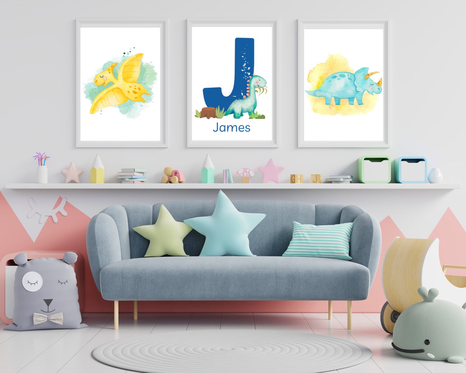 3 Custom Printable Dinosaur Wall Art Digital Wall Art Set for Kids ...