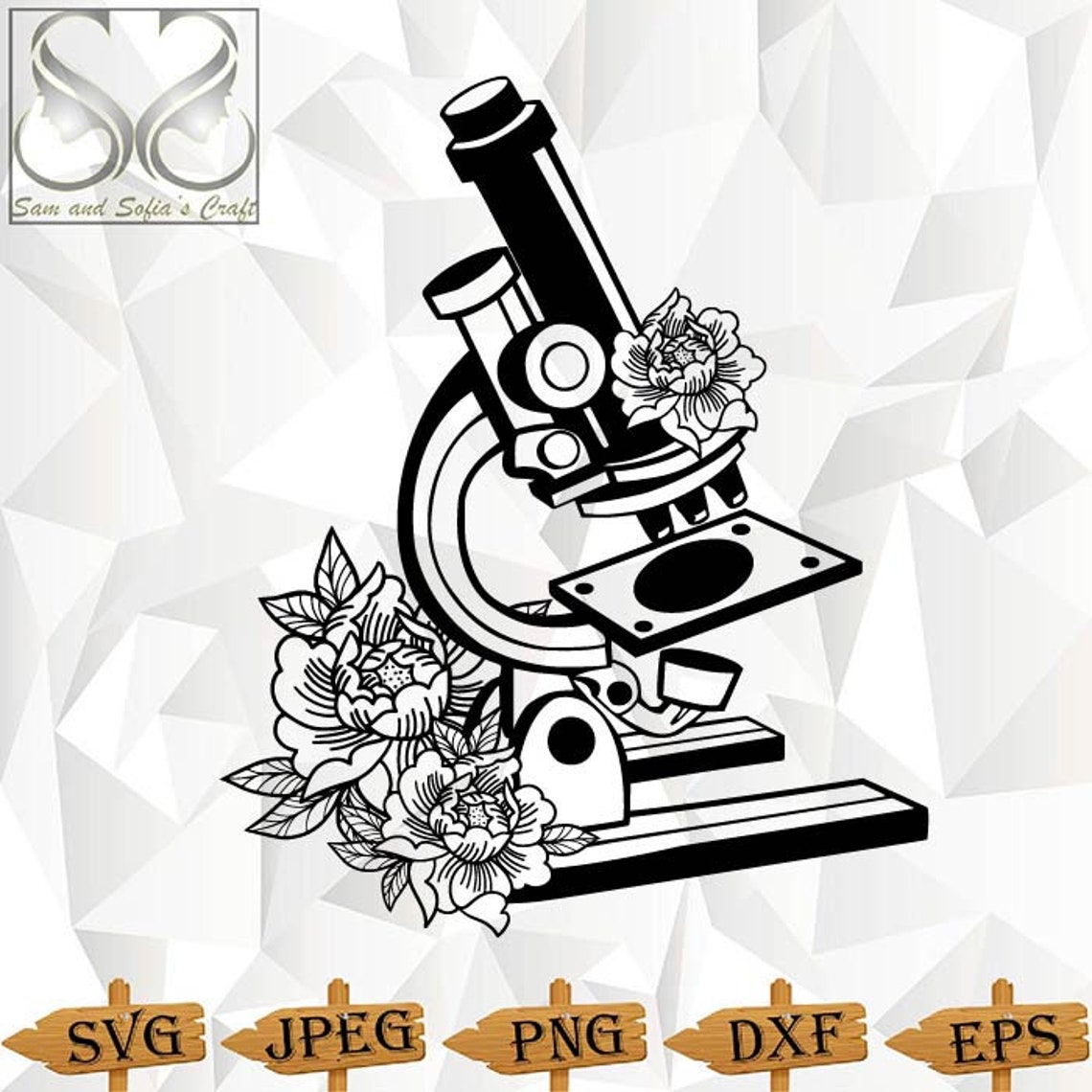 Floral Microscope Svg | Microscope Flower Svg | Microscope Clipart ...