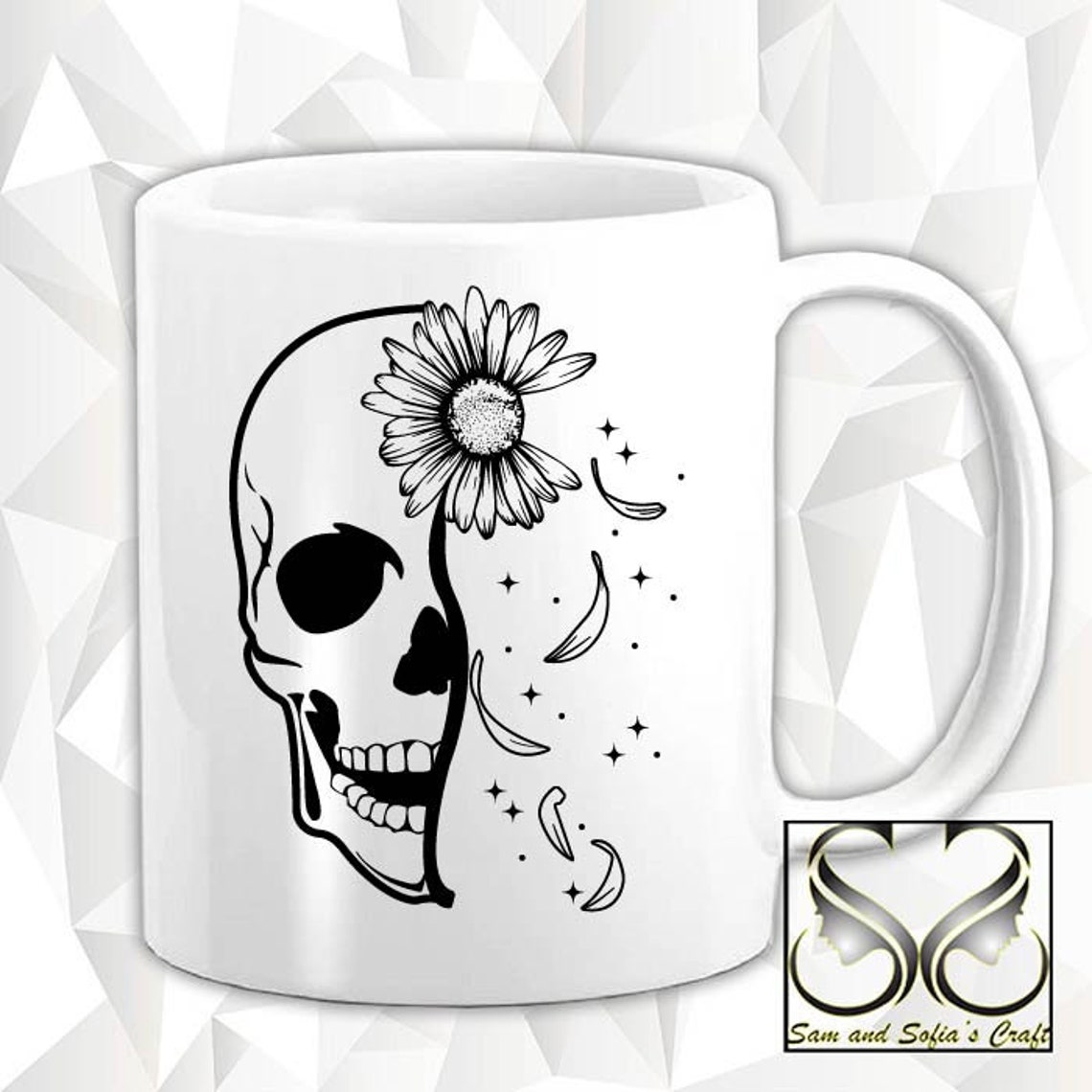 Daisy Skull Svg Png | Skull Svg | Skull With Flower Svg | Floral Skull ...